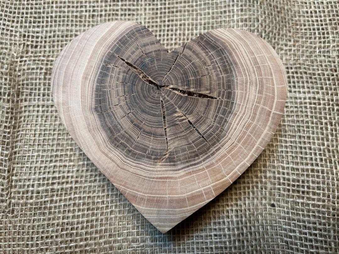 One (1) Chinaberry Wooden Heart | Persian Lilac | Natural Wood Heart ...