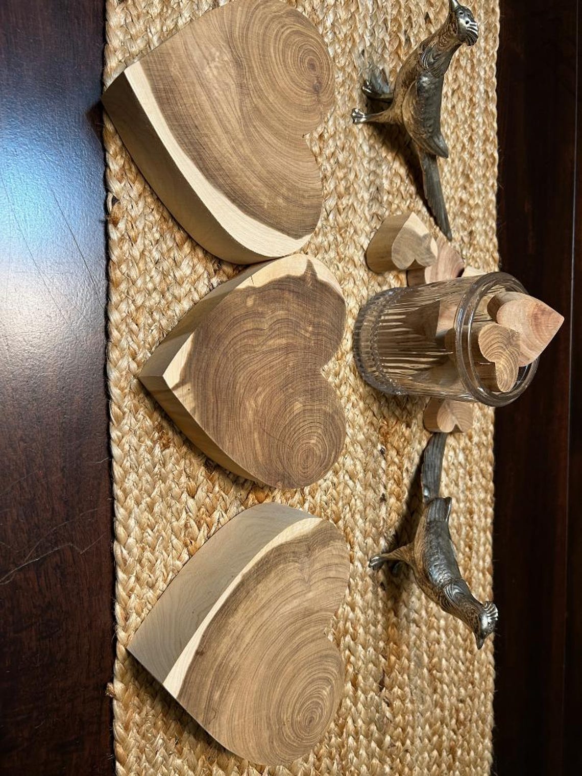 Two (2) Cedar Heart Candleholders | Chonky | Candle | Natural Wood ...