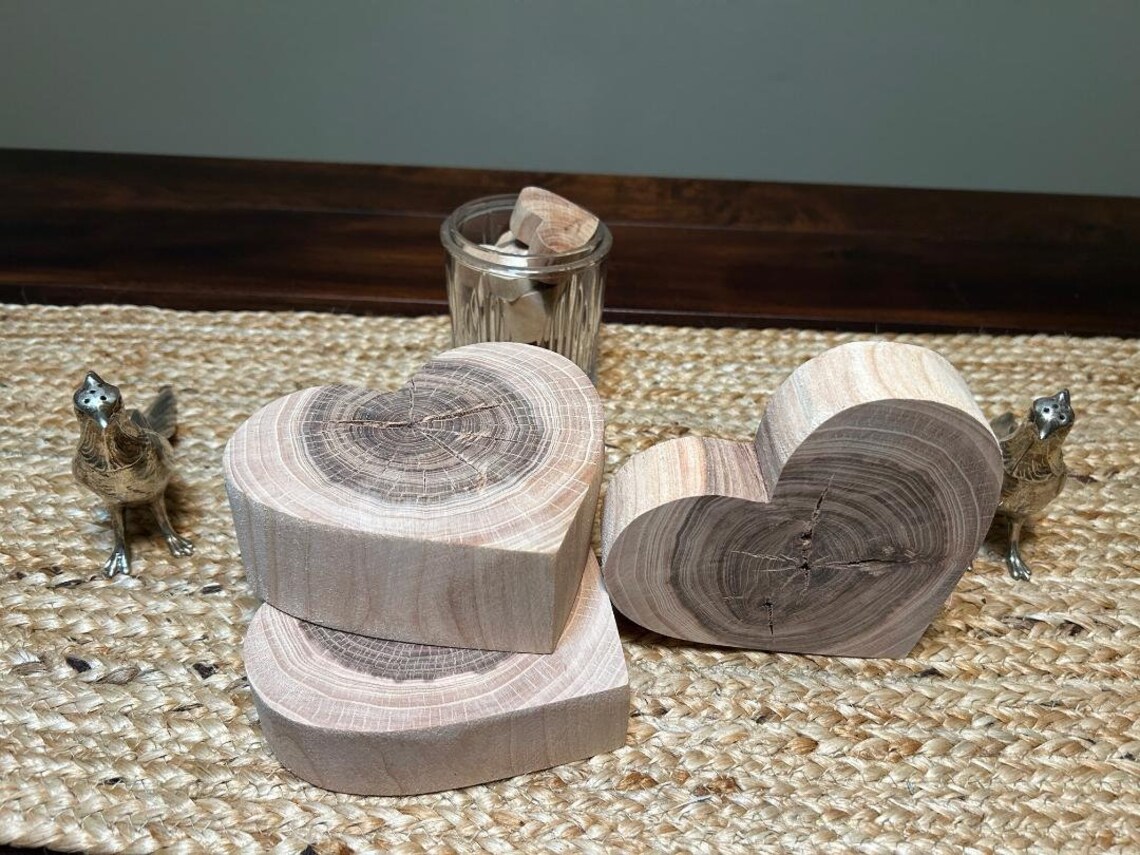 One (1) Chinaberry Wooden Heart | Persian Lilac | Natural Wood Heart ...