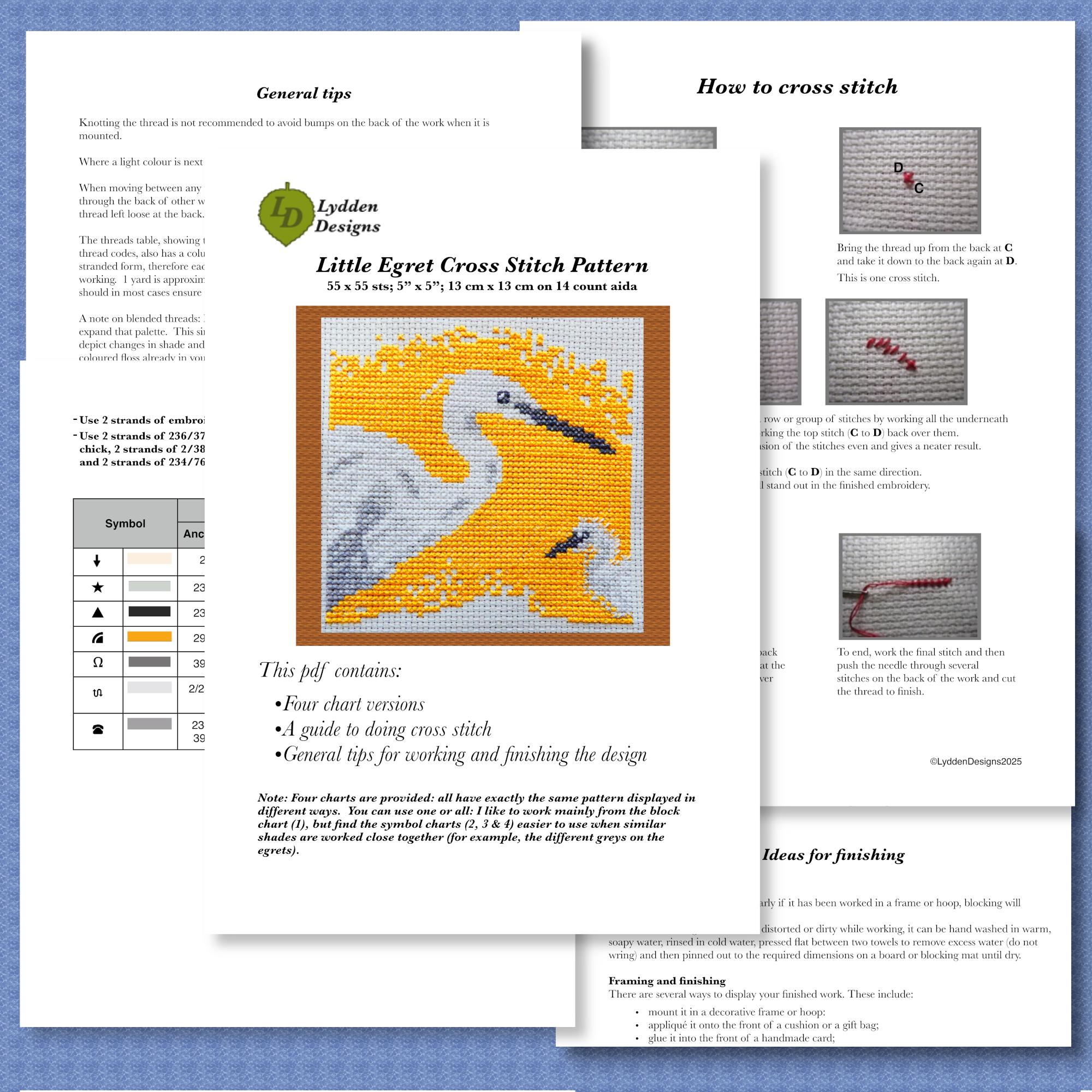 Little Egret Cross Stitch Pattern, LDX1019, Pdf, British Bird ...