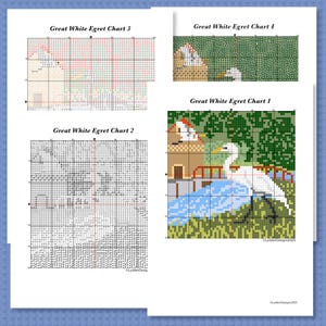 White Egret Cross Stitch Pattern, English Mill (PDF) - Etsy
