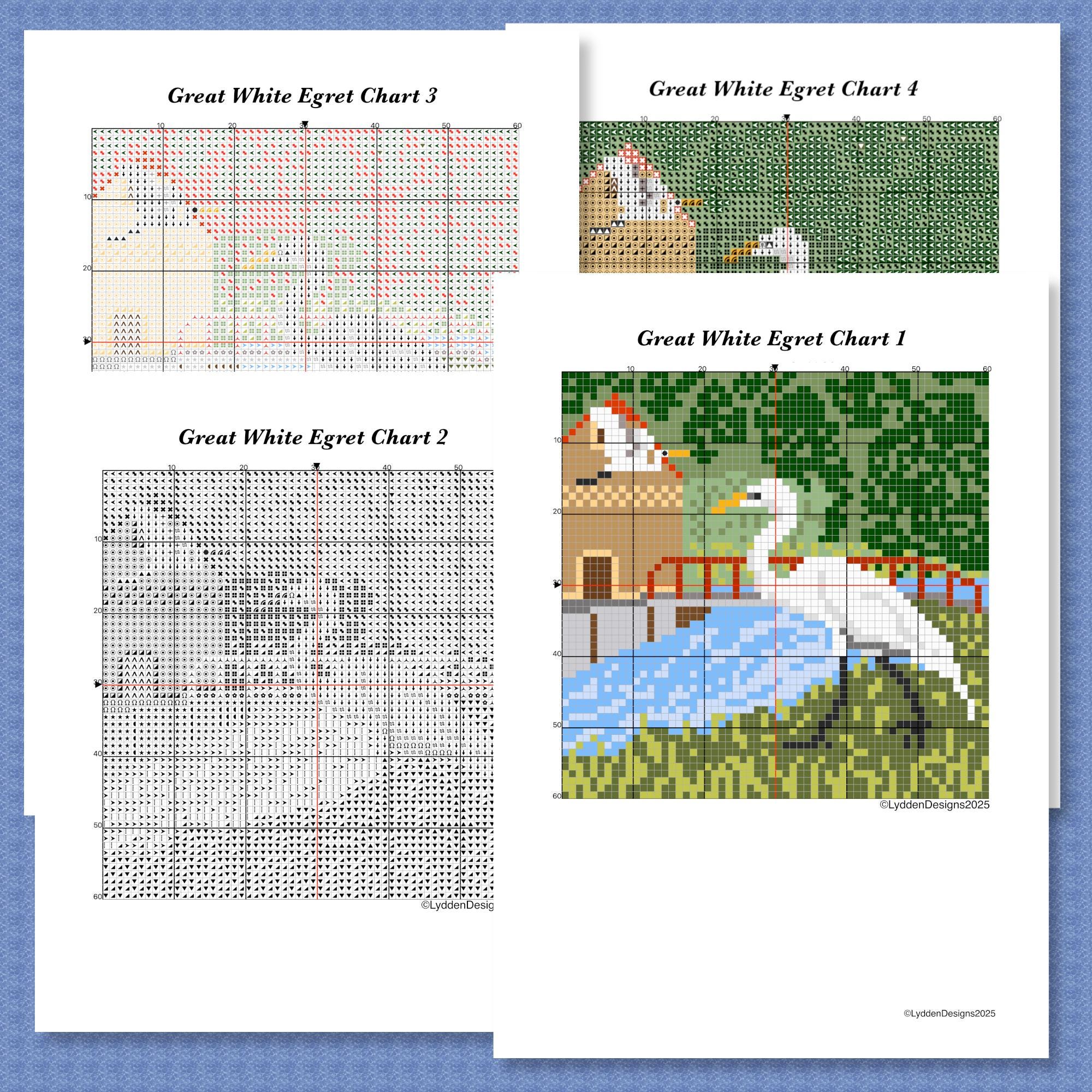 Great White Egret Cross Stitch Pattern, LDX1020, Pdf, British Bird ...