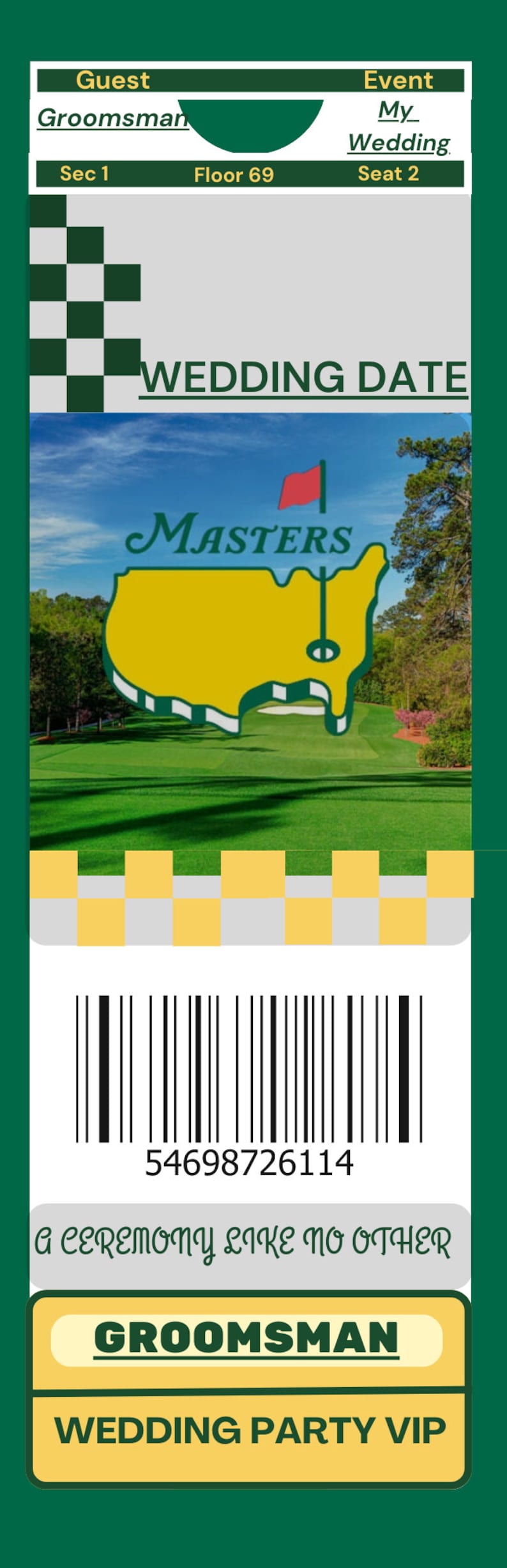 Exclusive Masters Golf Ticket Groomsman Proposal Card - Etsy