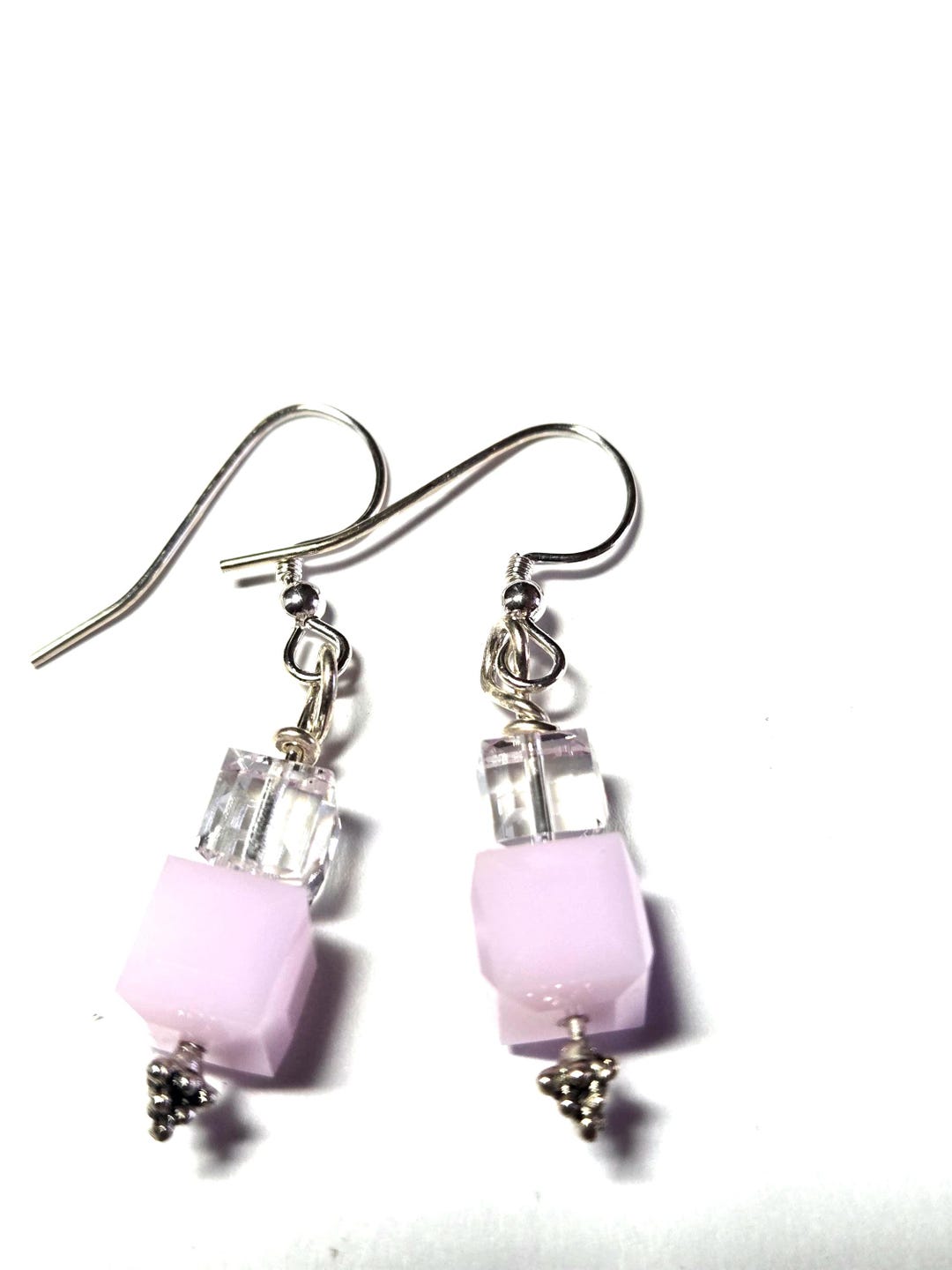Pink Alabaster Swarovski Crystals 8mm With a Clear Swarovski Crystal ...