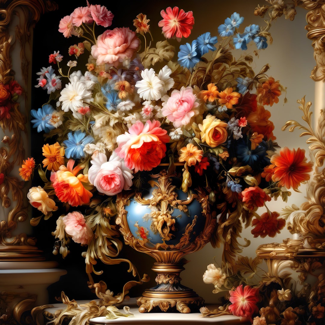 Baroque Floral Arrangements, 20 Pack, Flowers in Vase, Flower Canvas ...