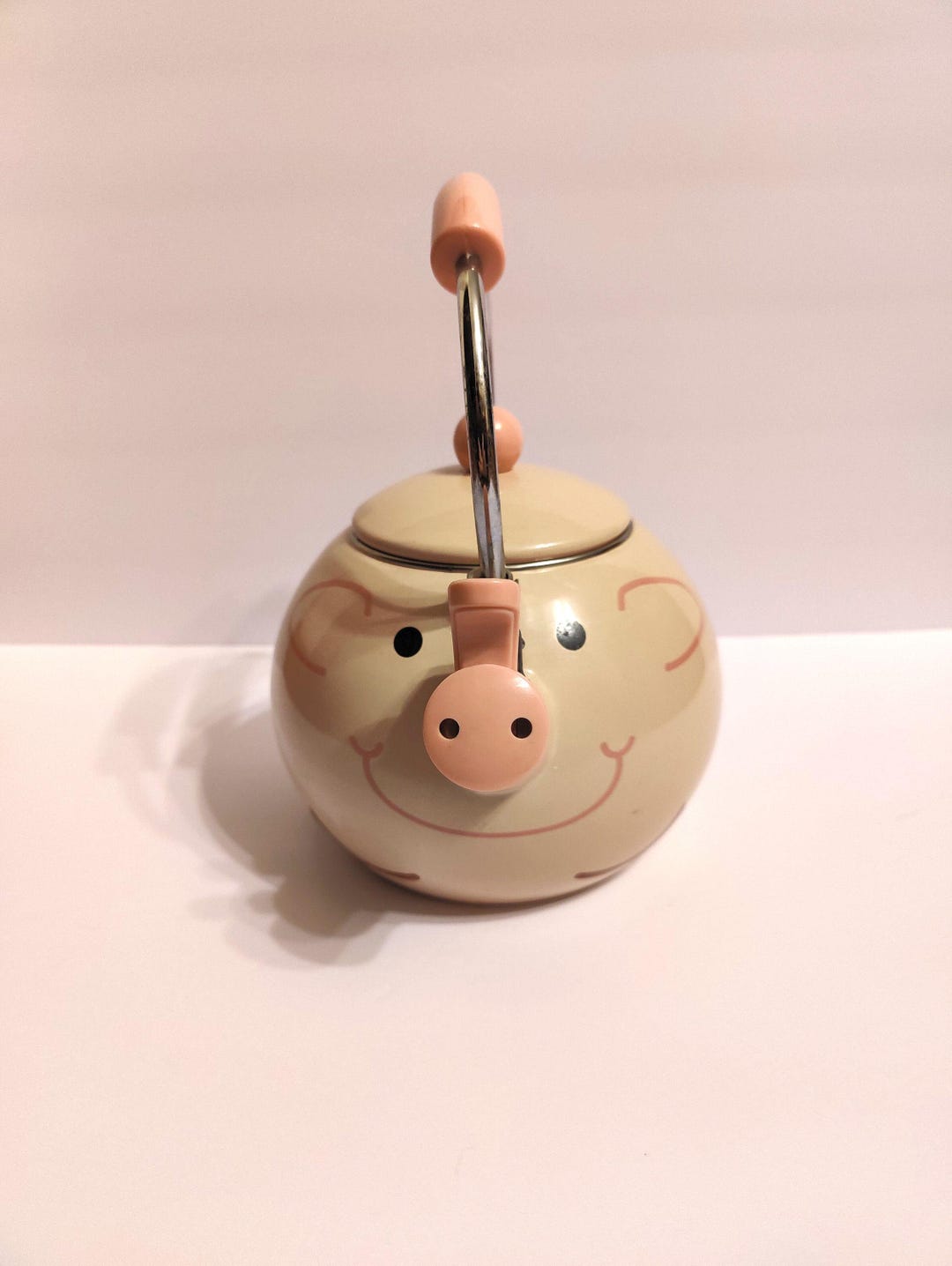 Kitschy Pink Pig Tea Kettle Decor Cute Vintage Enameled Whistling ...