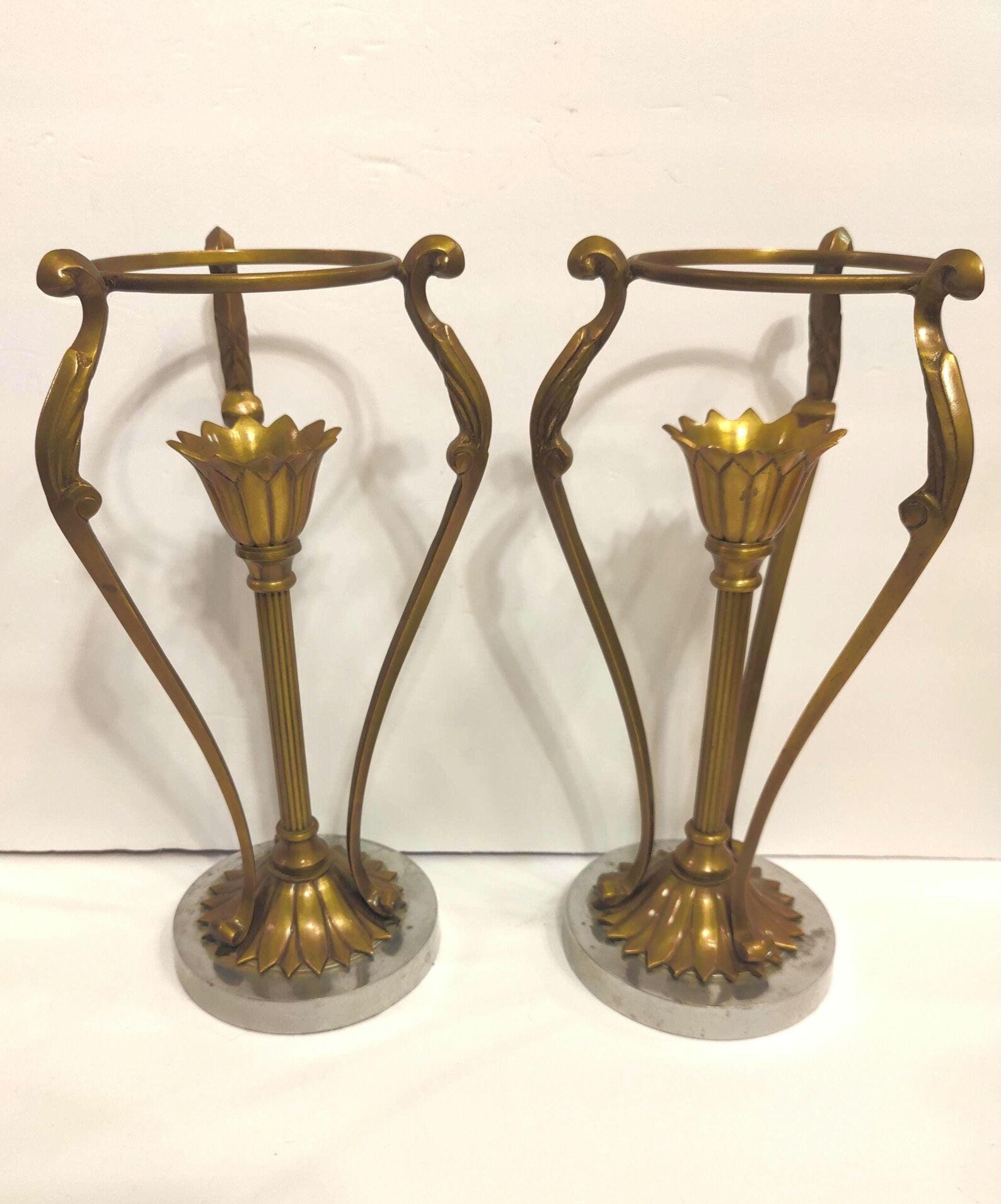 Vintage Hollywood Regency Brass Candlestick Holders: Tulip & Starburst ...