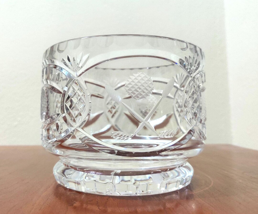 Crystal Golf Ball & Golf Club Motif Decorative Bowl. Heavy! Intricate ...