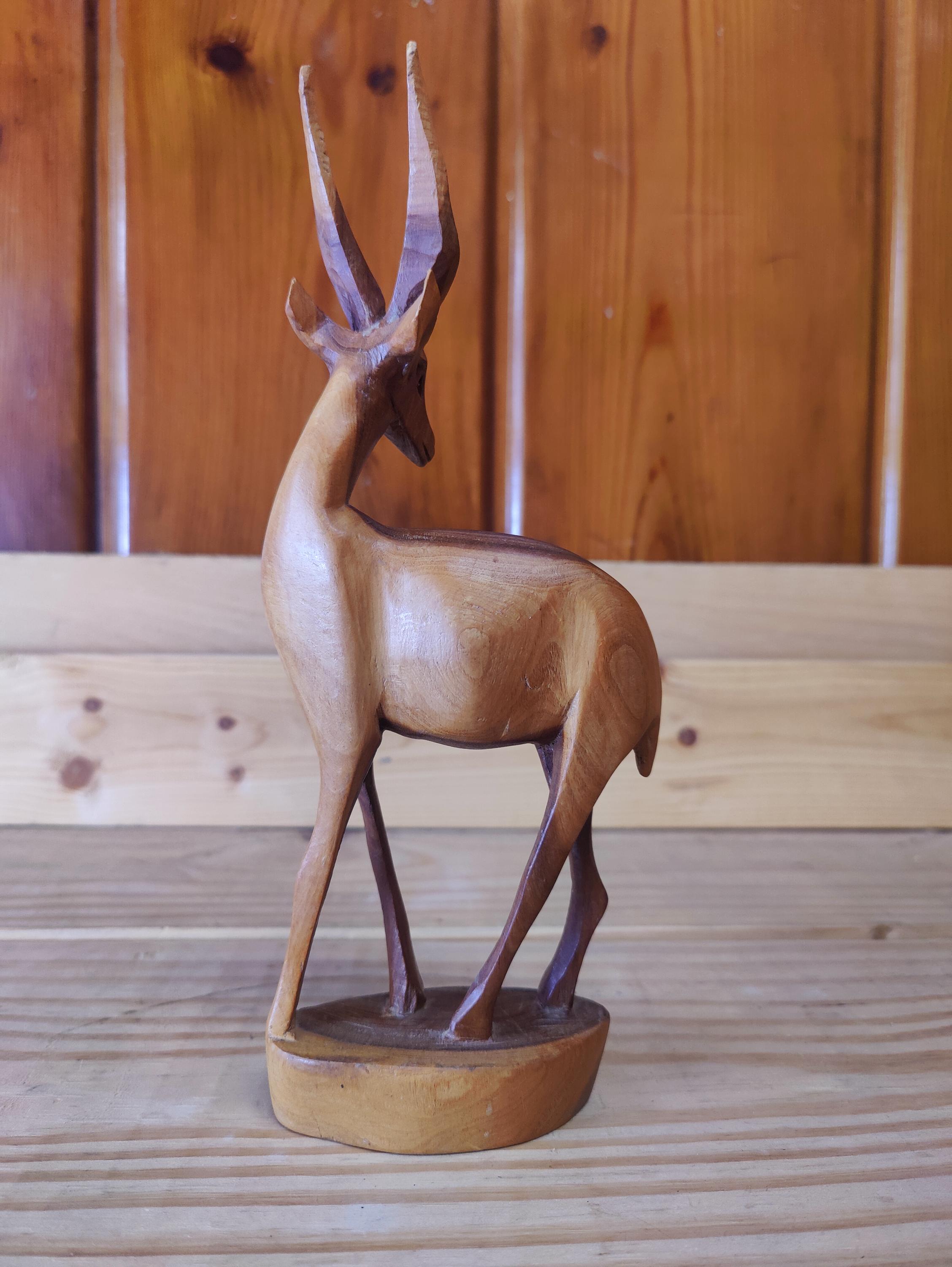 Vintage Mid-century Hand-carved Wood Antelope Statue 10 Tall African ...