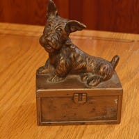 Vintage Wooden Scottie Dog With Attached Box, Holds Deco Clothes Brush ...