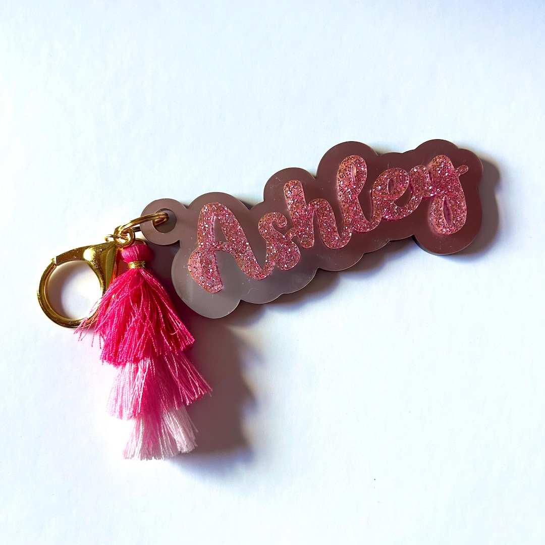 Personalized Keychain Glitter Name Gift for Teen Girl Backpack ...