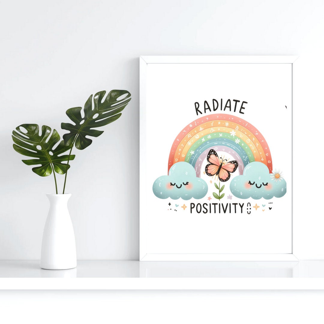 Mental Health Poster, Radiate Positivity Poster, Mental Health Digital ...