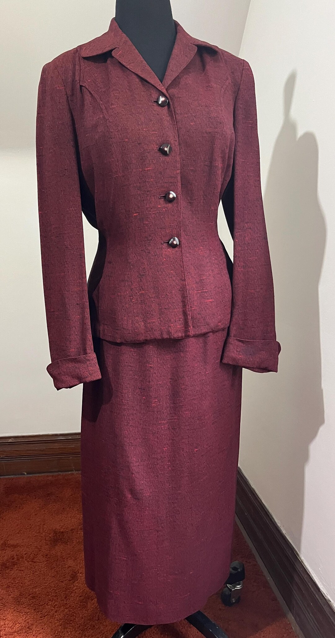 Late 1940s Red and Black Atomic Fleck Suit - Etsy