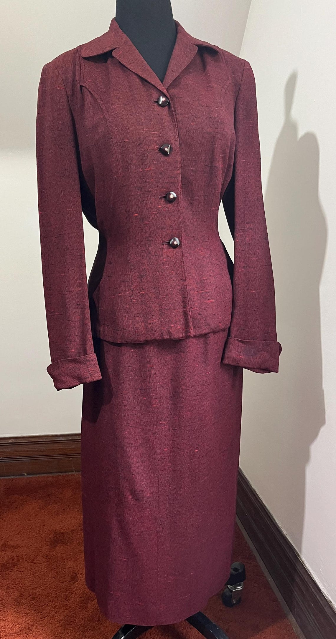 Late 1940s Red and Black Atomic Fleck Suit - Etsy