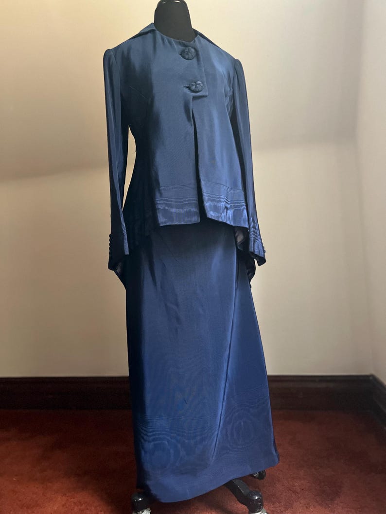1916 Royal Blue Faille & Moire Jacket and Skirt - Etsy