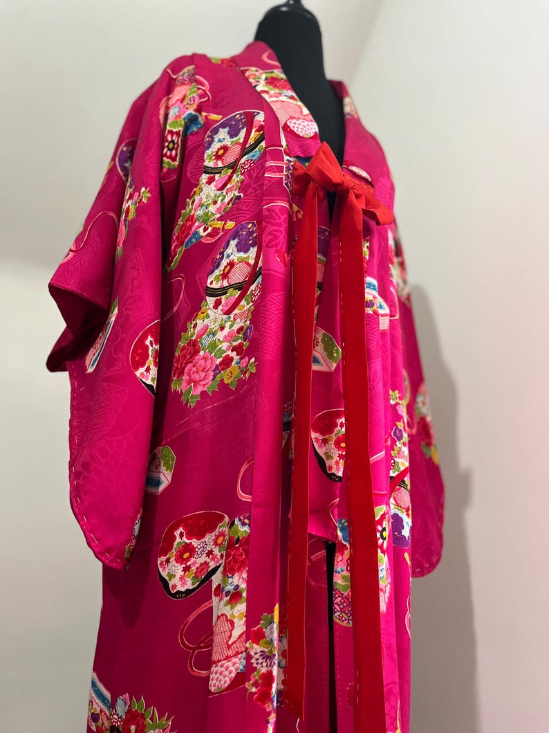 Hot Pink Knockout Vintage Silk Kimono - Etsy