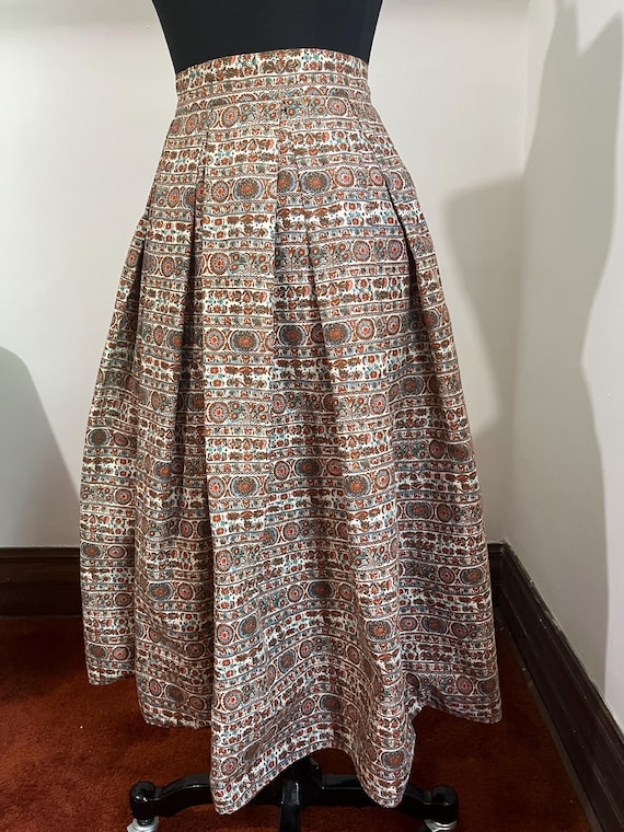 1960s Pleated Patterned Skirt - Gem