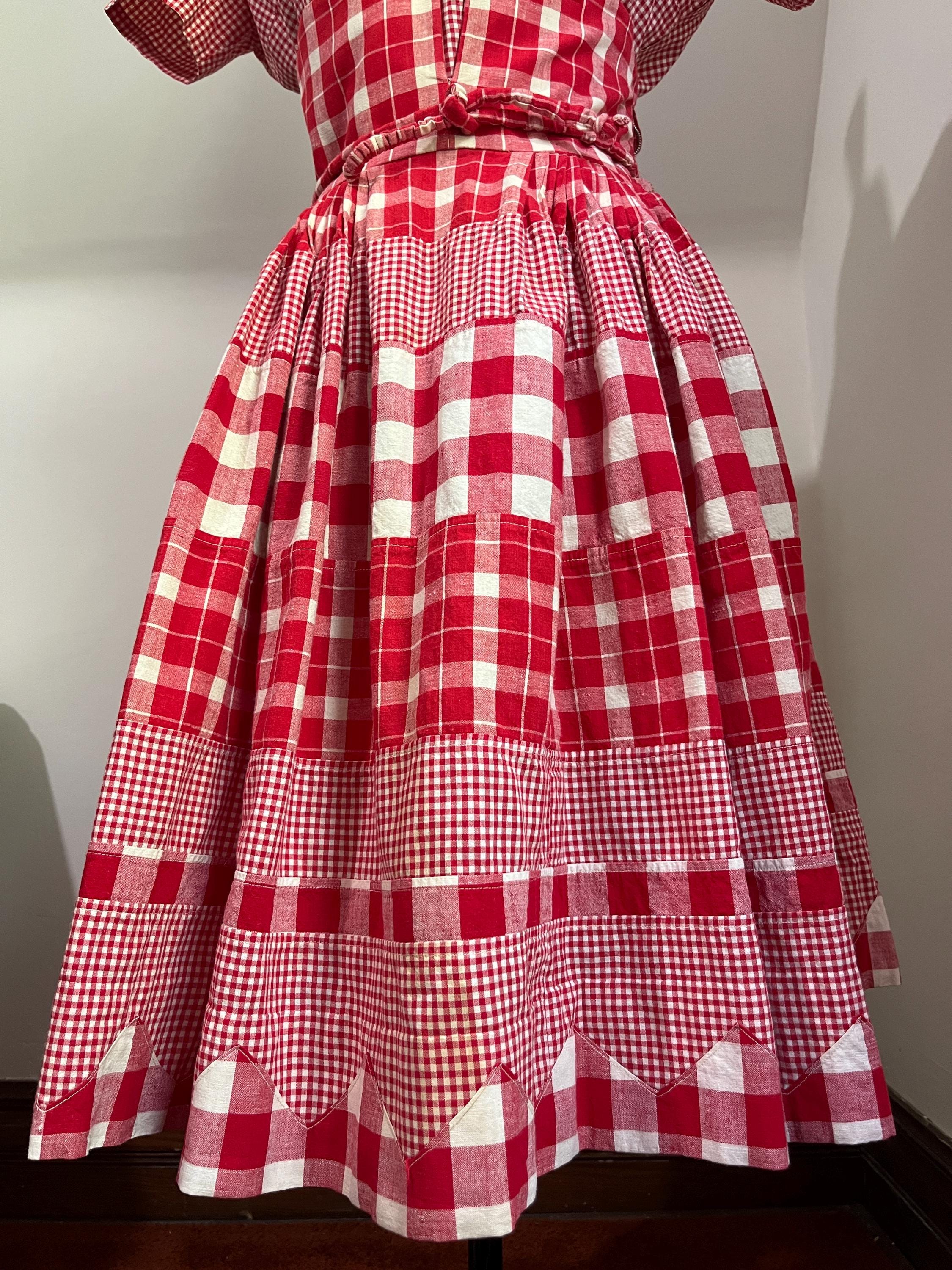 Italian Red Gingham Skirt and Top Set - Etsy