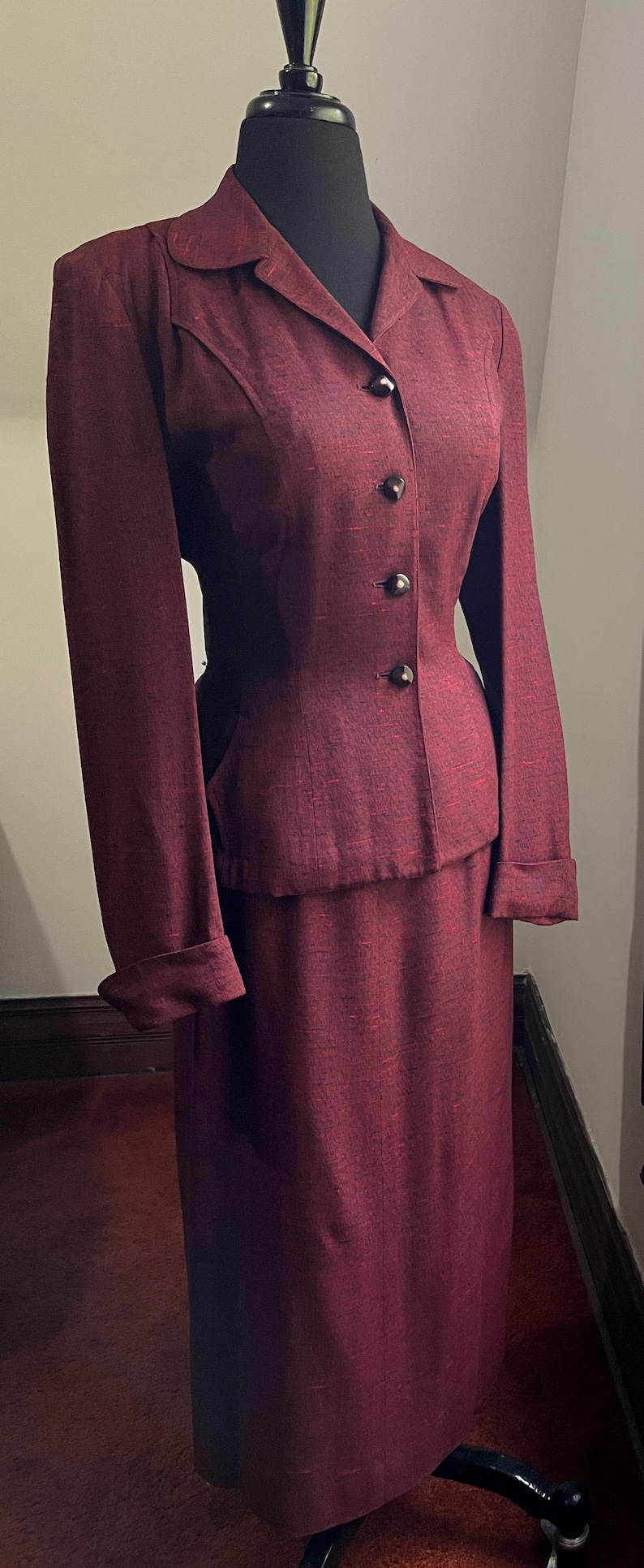 Late 1940s Red and Black Atomic Fleck Suit - Etsy
