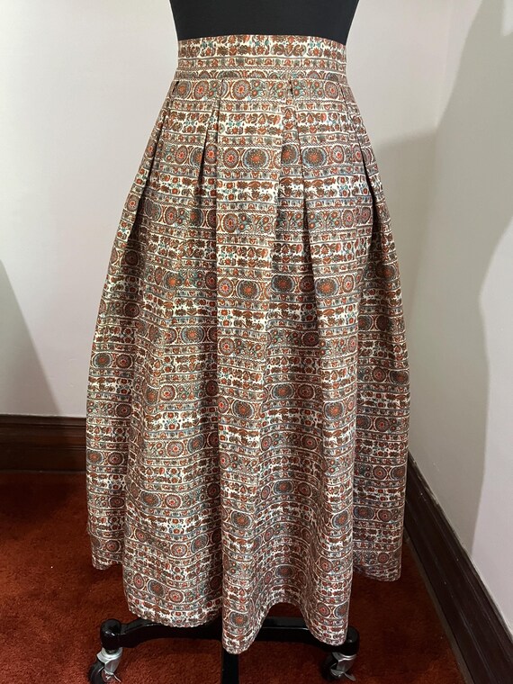 1960s Pleated Patterned Skirt - Gem