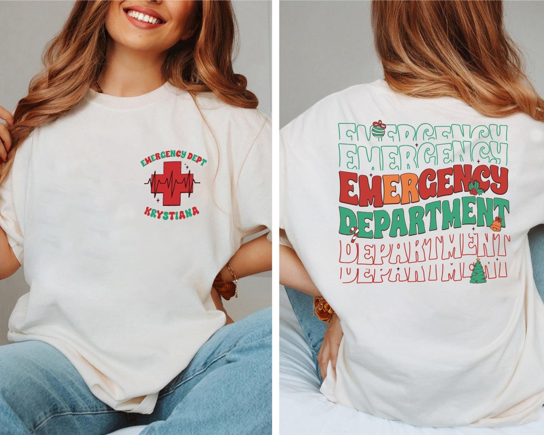 Custom Emergency Department Nurse Christmas T-shirt, Winter Holiday ...
