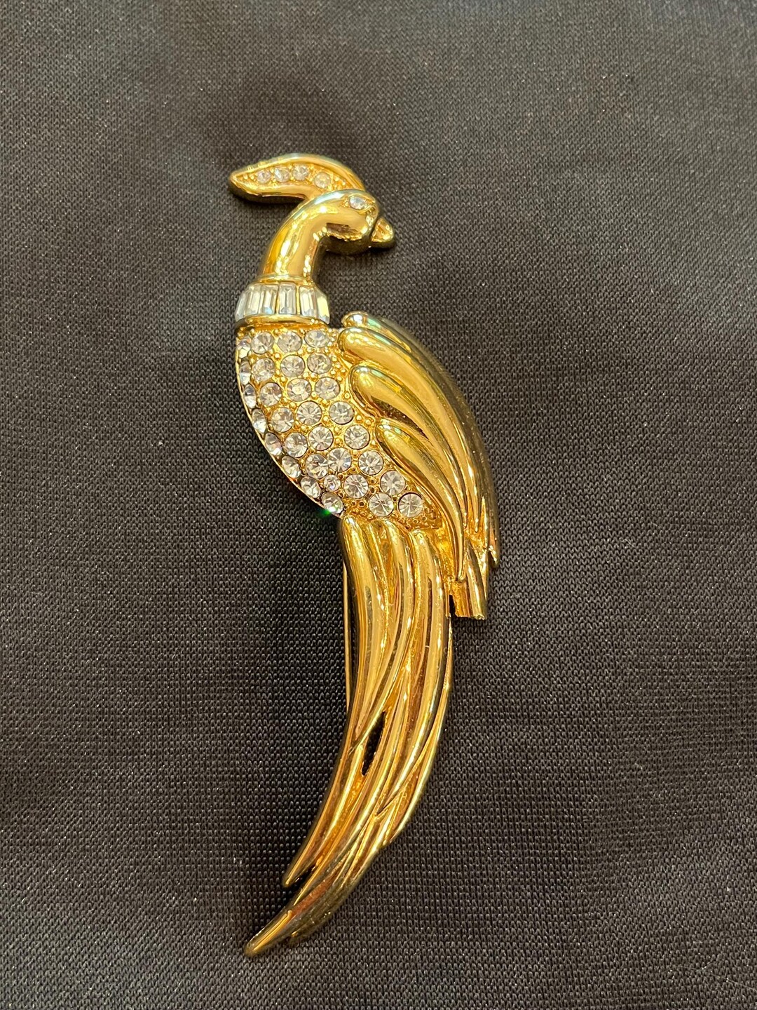 Vintage Sparkly Monet Bird of Paradise or Peacock Brooch With Faceted ...