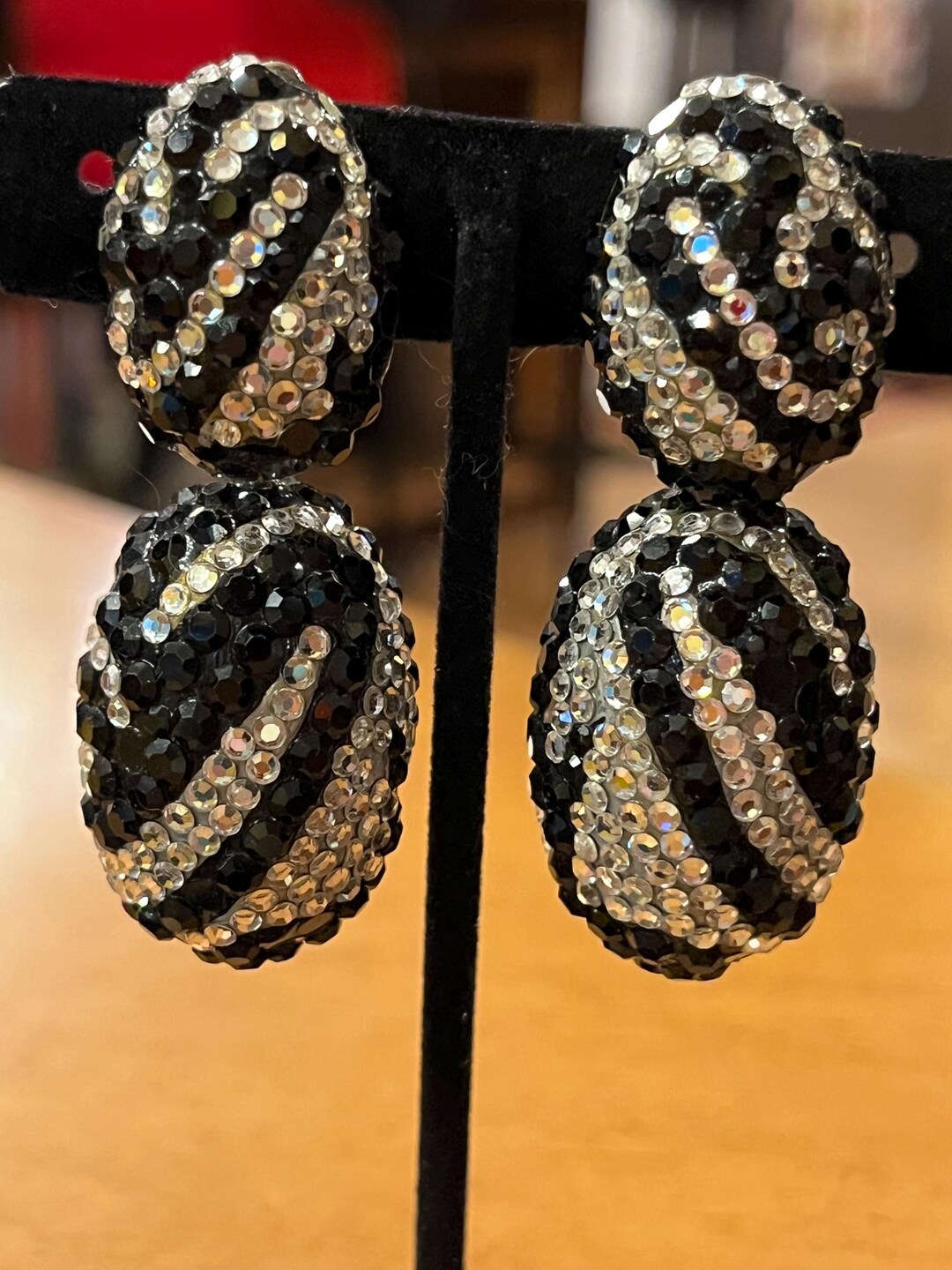 Vintage Huge Richard Kerr Designer 1980s Sparkly Rhinestone Dangle Drop ...