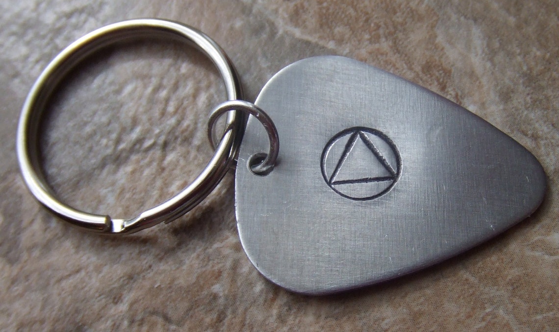 Recovery Keychain Sobriety Key Ring Guitar Pick Key Ring AA - Etsy
