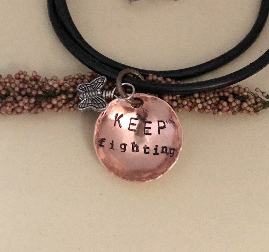 Butterfly Necklace Keep Fighting Necklace Inspirational | Etsy