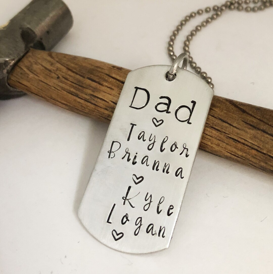 Personalized Dog Tag Necklace, Dad Key Ring, Dad Necklace, Personalized ...