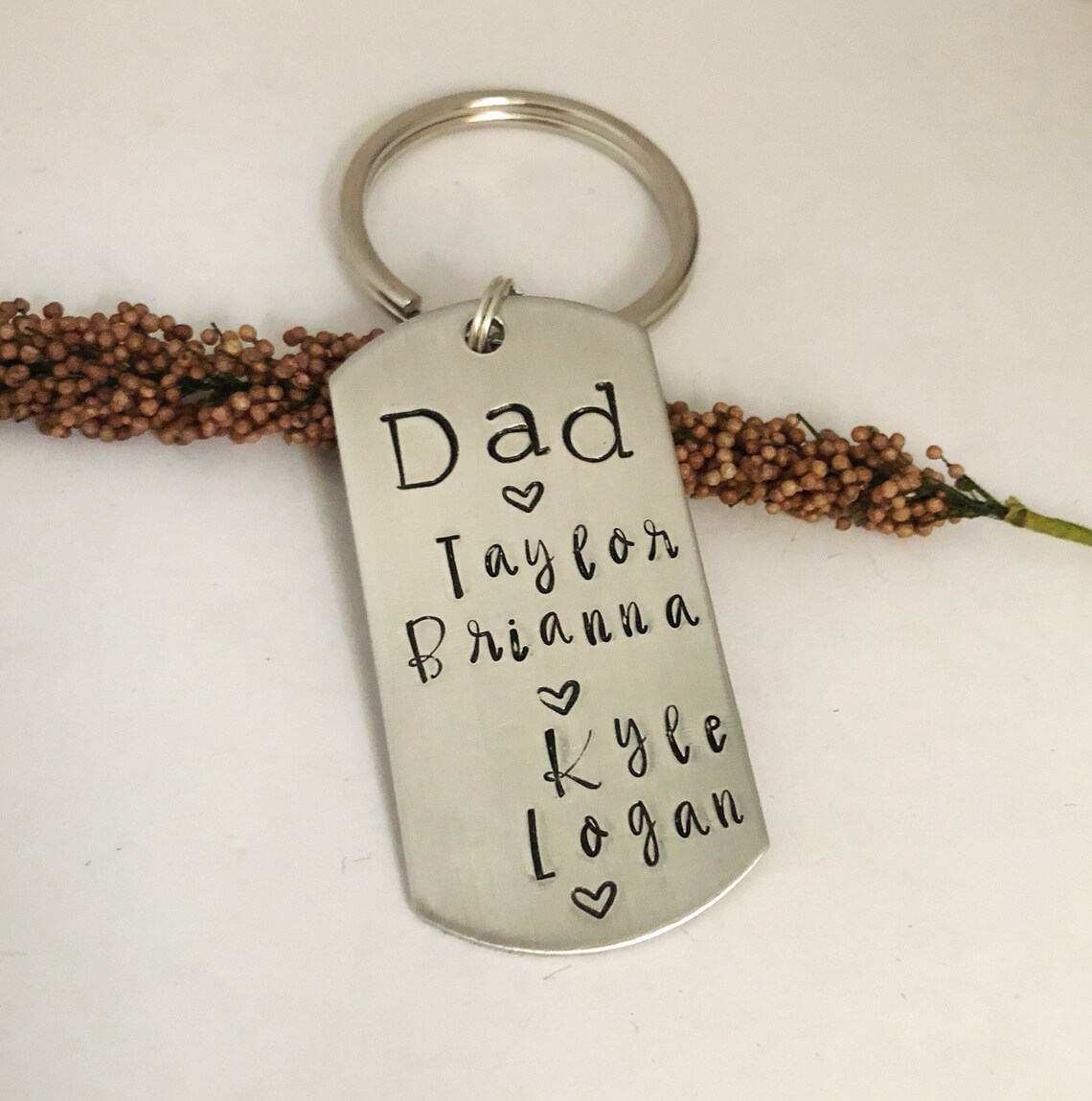 Personalized Dog Tag Necklace Dad Key Ring Dad Necklace - Etsy