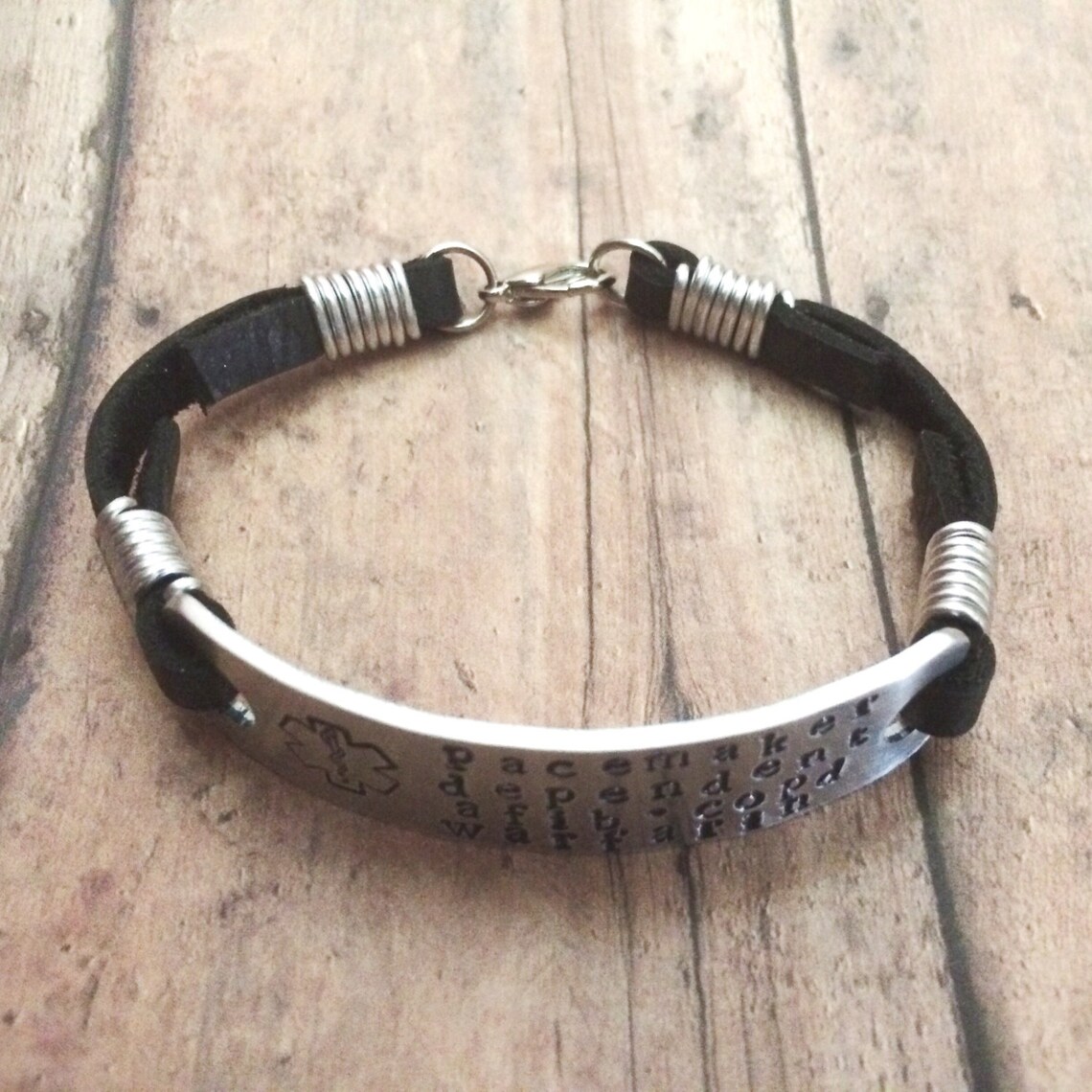 Medical Bracelet, Personalized Medical Bracelet, Leather Medical ...