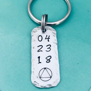 Sobriety Key Ring, AA Symbol, Recovery Key Ring, Sobriety Anniversary ...