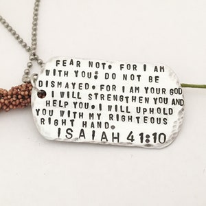 Handstamped Scripture Necklace, Isaiah 41:10, Bible Quote Jewelry ...