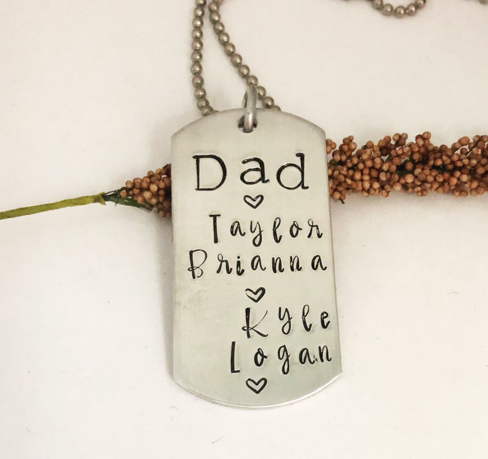 Personalized Dog Tag Necklace Dad Key Ring Dad Necklace - Etsy