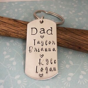 Personalized Dog Tag Necklace, Dad Key Ring, Dad Necklace, Personalized ...