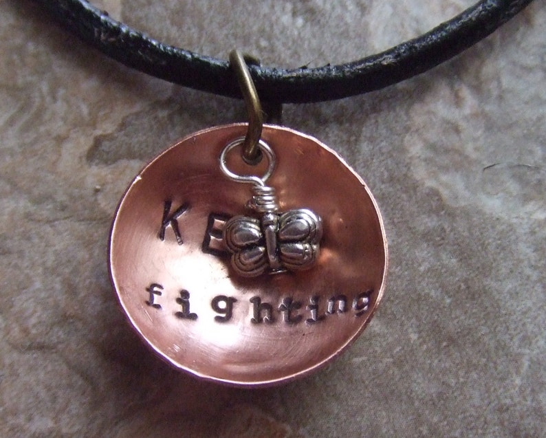 Butterfly Necklace Keep Fighting Necklace Inspirational | Etsy