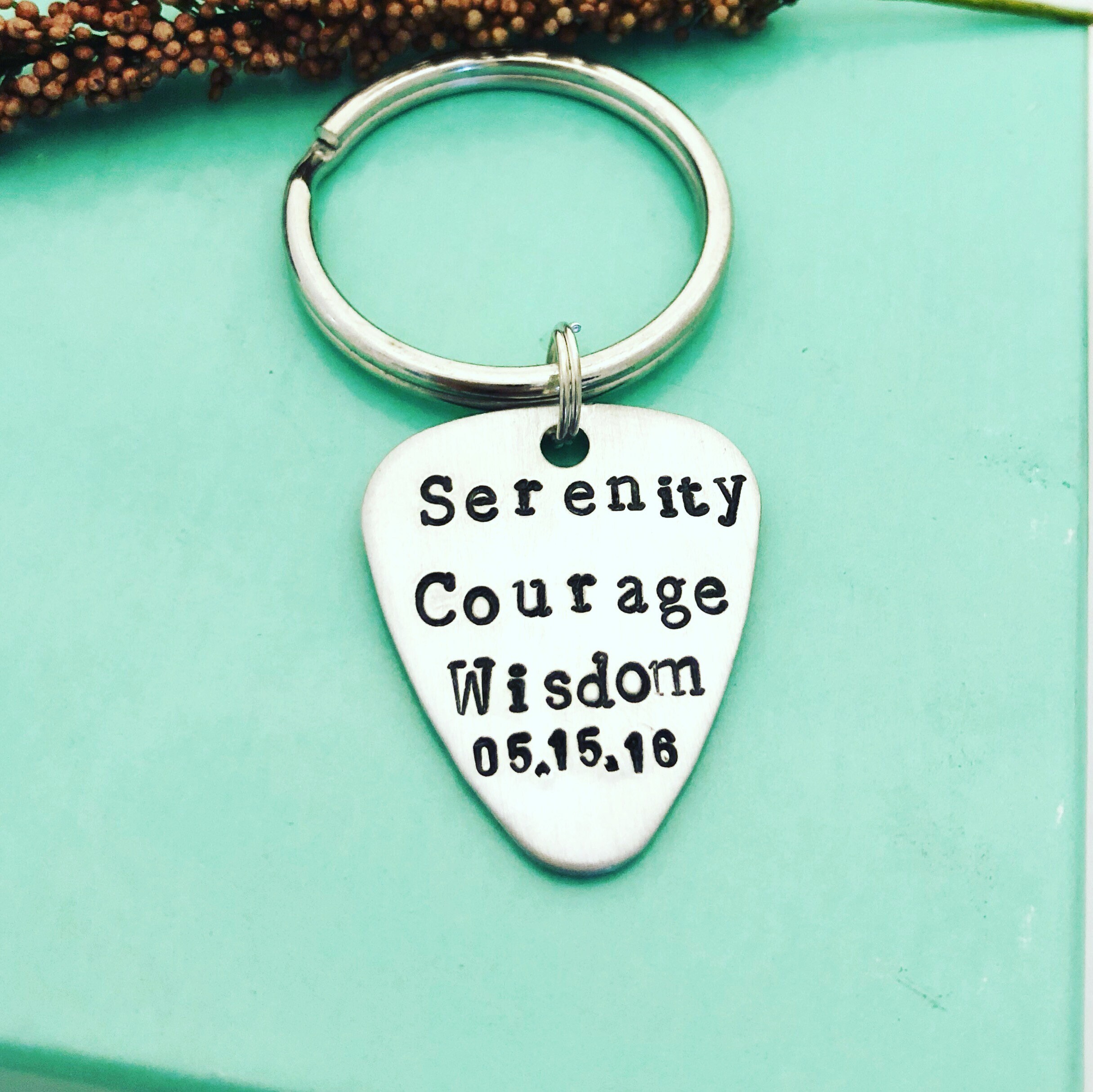 Recovery Keychain Sobriety Key Ring Guitar Pick Key Ring AA | Etsy