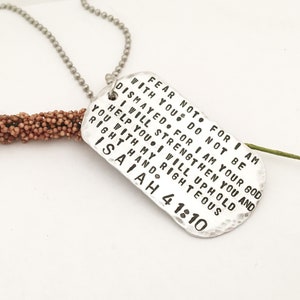 Handstamped Scripture Necklace, Isaiah 41:10, Bible Quote Jewelry ...