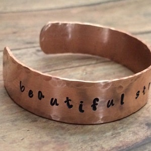 Beautiful Strong ... Worthy - Handstamped Bracelet - Inspirational Cuff ...