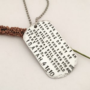 Handstamped Scripture Necklace, Isaiah 41:10, Bible Quote Jewelry ...