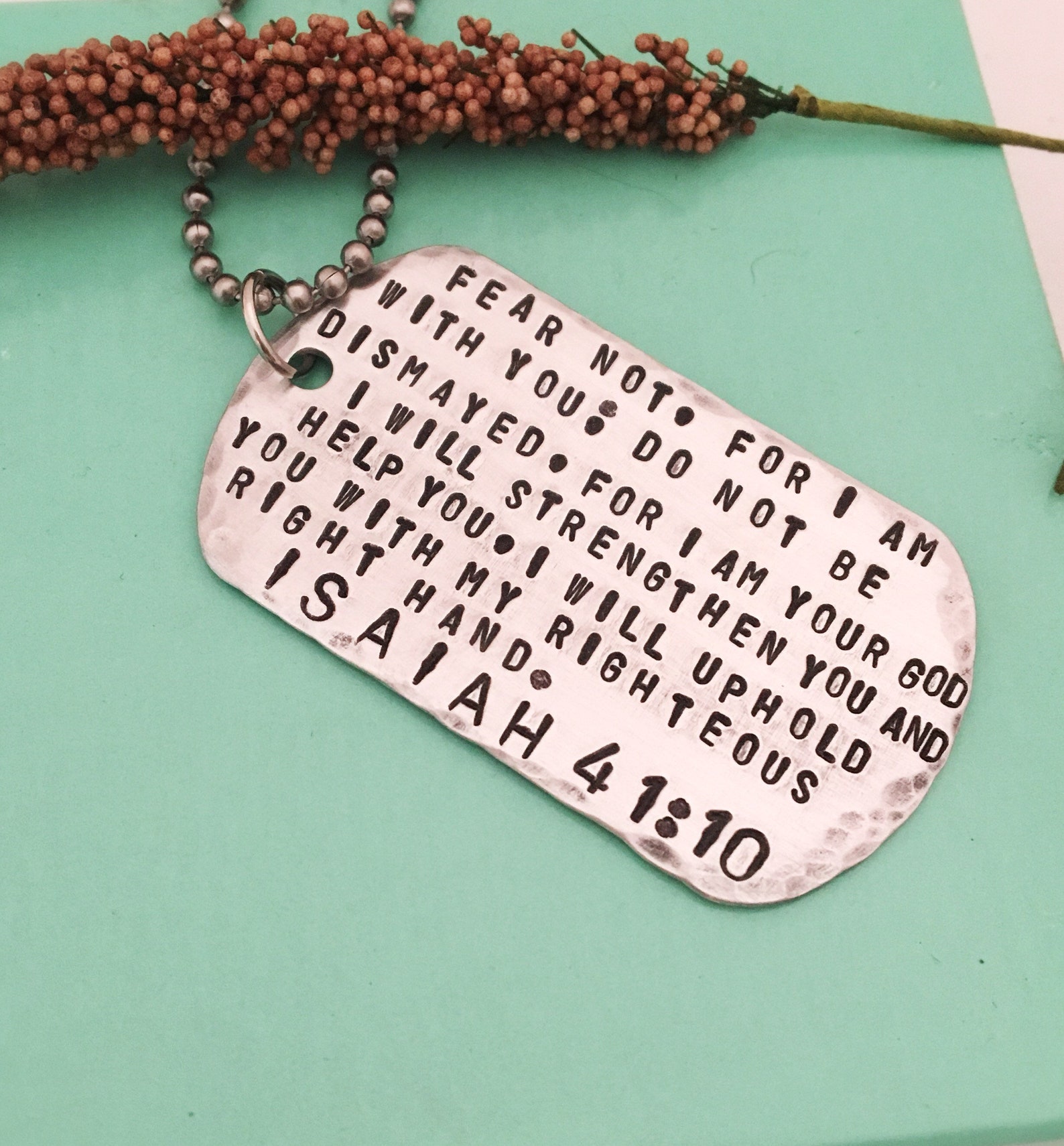 Handstamped Scripture Necklace Isaiah 41:10 Bible Quote | Etsy