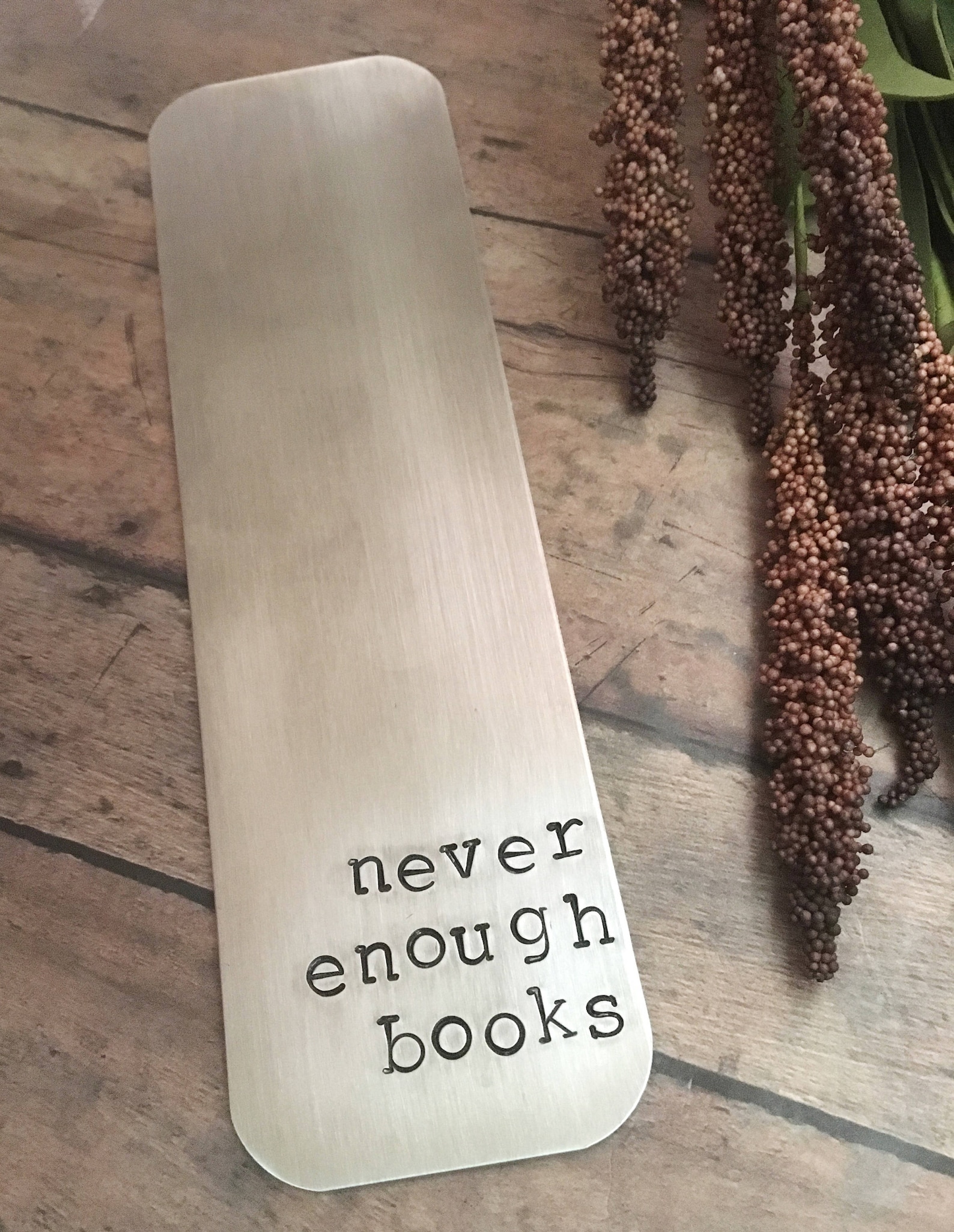 Never Enough Books Bookmark Custom Bookmark Handstamped | Etsy