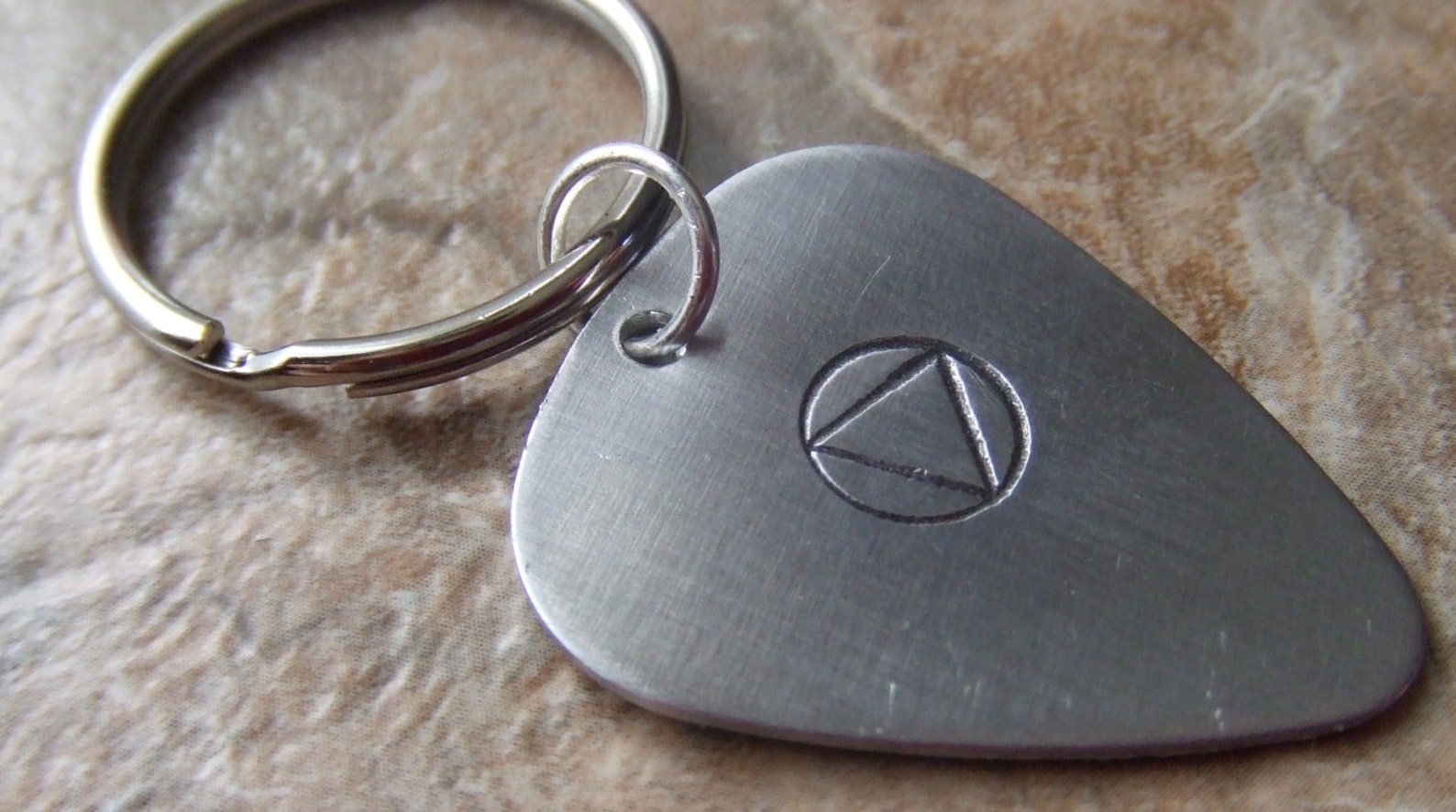 Recovery Keychain Sobriety Key Ring Guitar Pick Key Ring AA - Etsy
