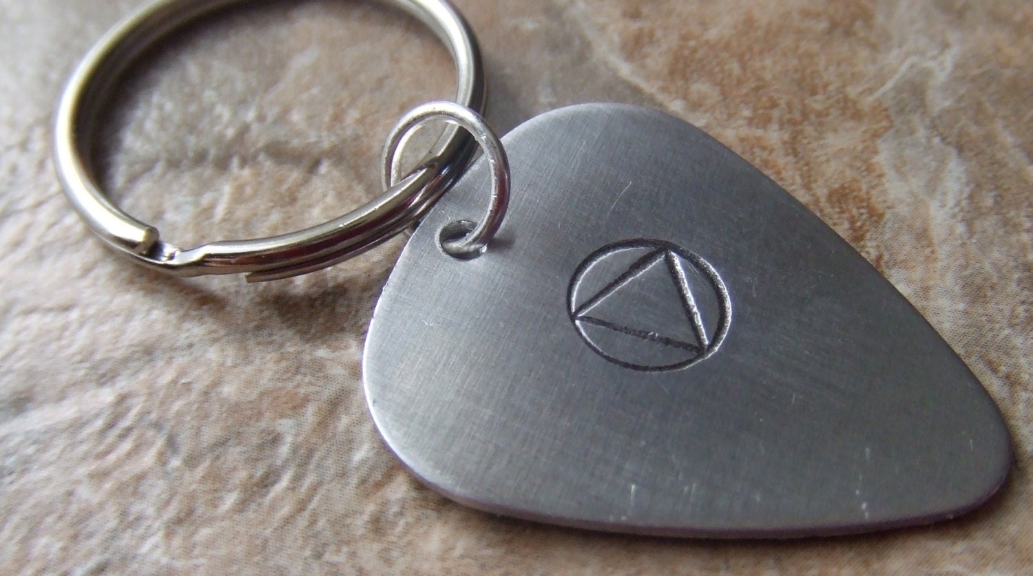 Recovery Keychain Sobriety Key Ring Guitar Pick Key Ring AA - Etsy