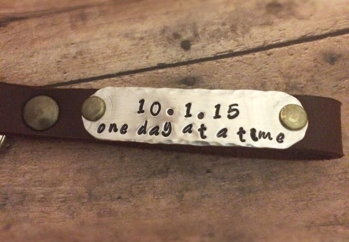 Sobriety Key Ring One Day At A Time Addiction Recovery AA | Etsy