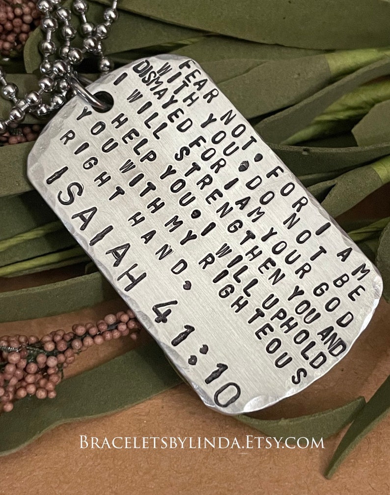 Handstamped Scripture Necklace, Isaiah 41:10, Bible Quote Jewelry ...