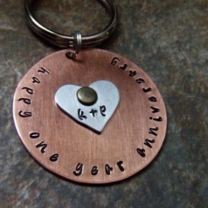 Heart Key Ring, Anniversary Gift, Personalized Key Ring, Couples Key ...