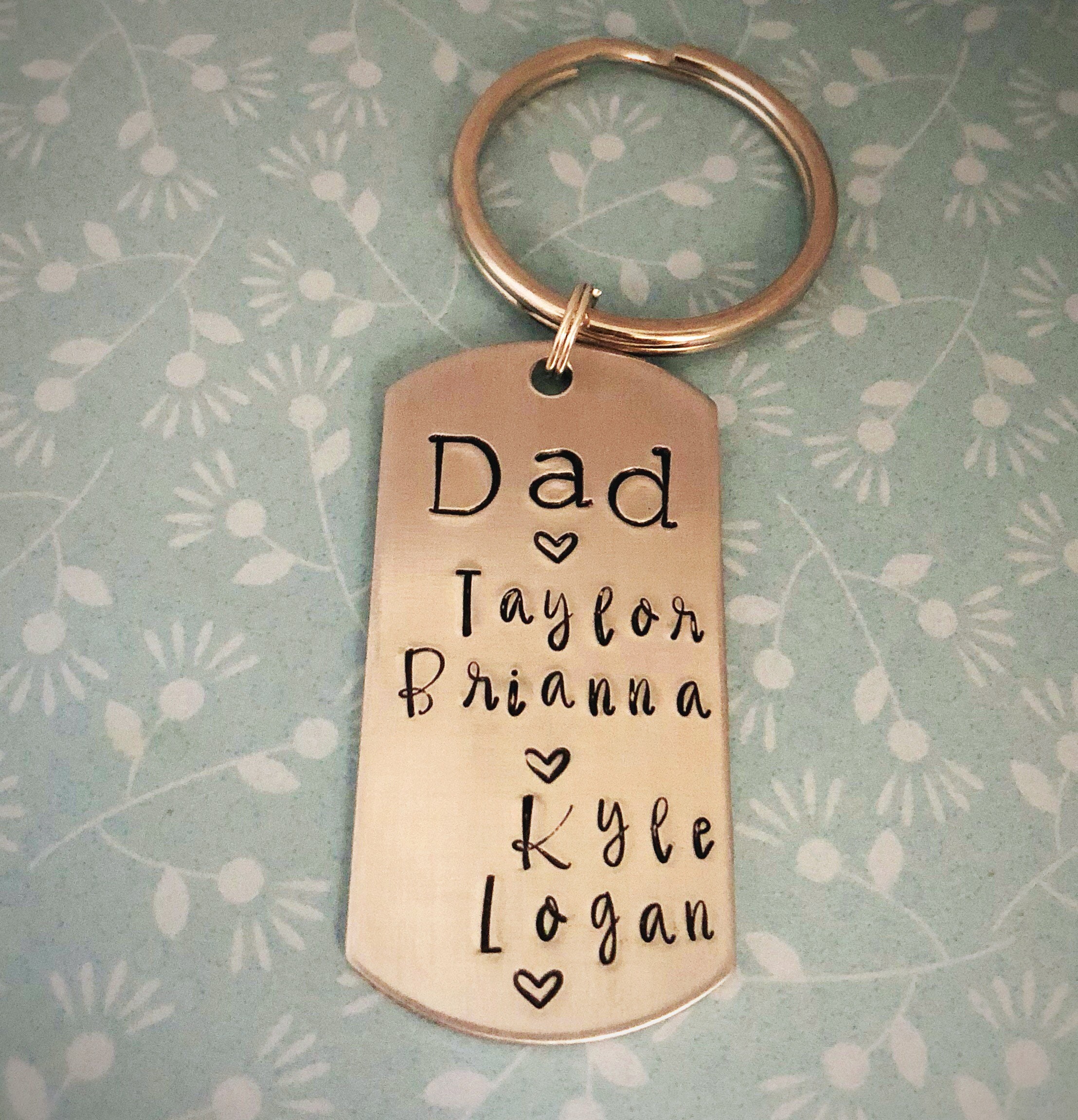 Personalized Dog Tag Necklace, Dad Key Ring, Dad Necklace, Personalized ...