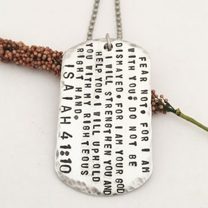 Handstamped Scripture Necklace, Isaiah 41:10, Bible Quote Jewelry ...